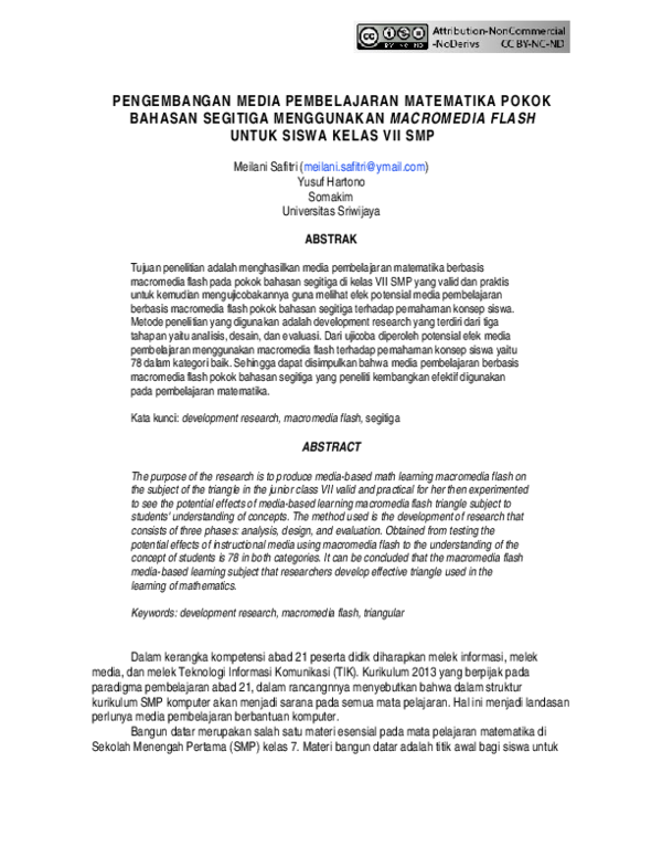 (PDF) Pengembangan Media Pembelajaran Matematika Pada Materi Bangun Ruang Menggunakan Adobe Flash