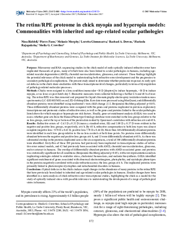 (PDF) The retina/RPE proteome in chick myopia and hyperopia models ...