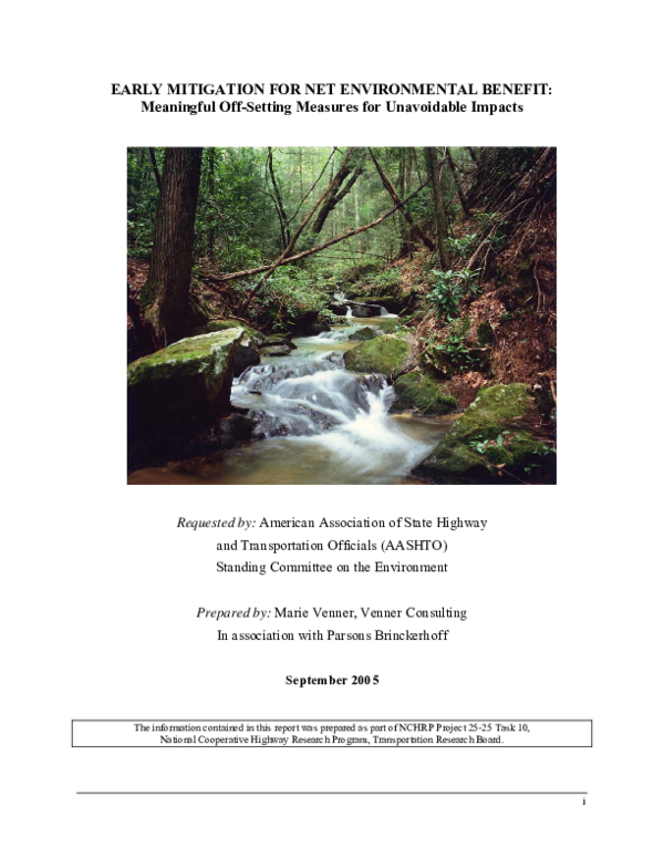 (PDF) Early Mitigation for Net Environmental Benefit: Meaningful Off ...