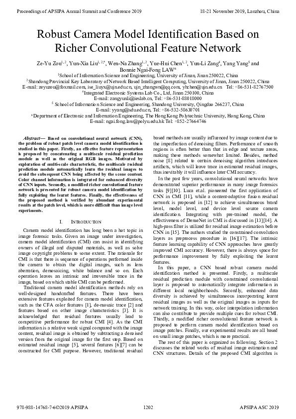 (PDF) Robust Camera Model Identification Based on Richer Convolutional Feature Network