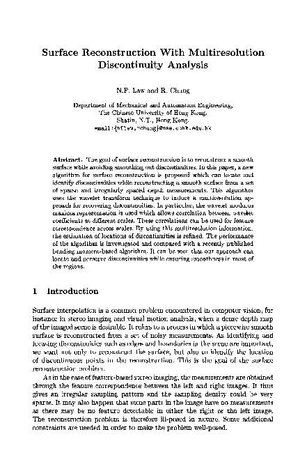 (PDF) Surface Reconstruction with Multiresolution Discontinuity Analysis