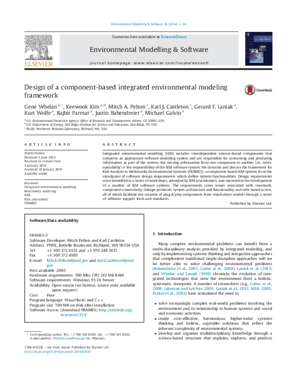 (PDF) Design of a component-based integrated environmental modeling ...