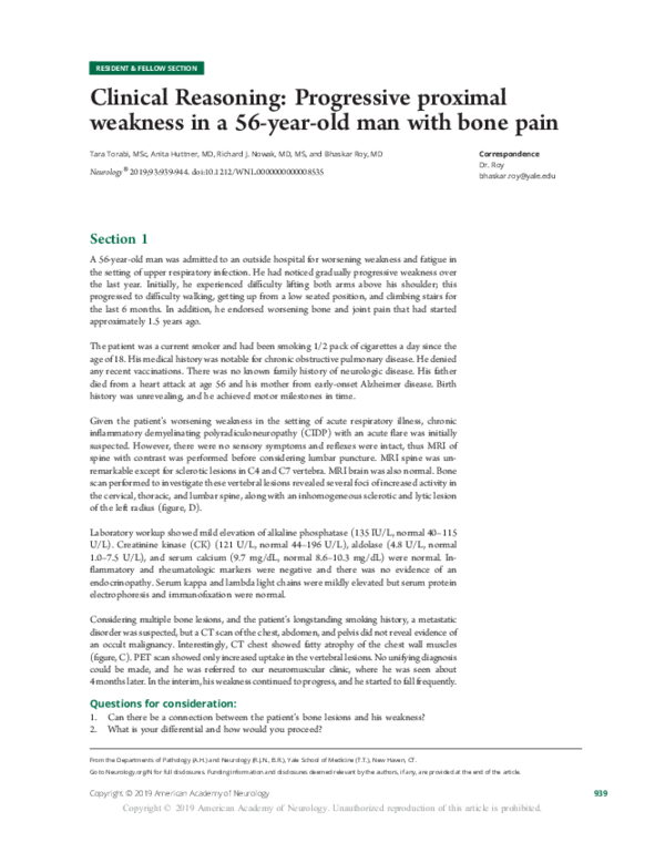(PDF) Clinical Reasoning: Progressive proximal weakness in a 56-year ...