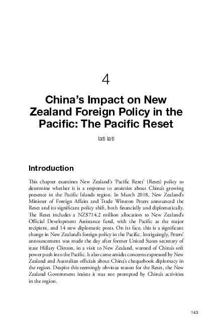 (PDF) China’s Impact on New Zealand Foreign Policy in the Pacific: The ...