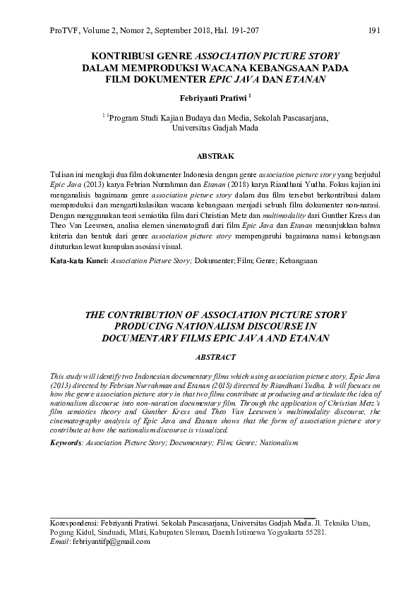 (PDF) Kontribusi Genre Association Picture Story Dalam Memproduksi Wacana Kebangsaan Pada Film ...