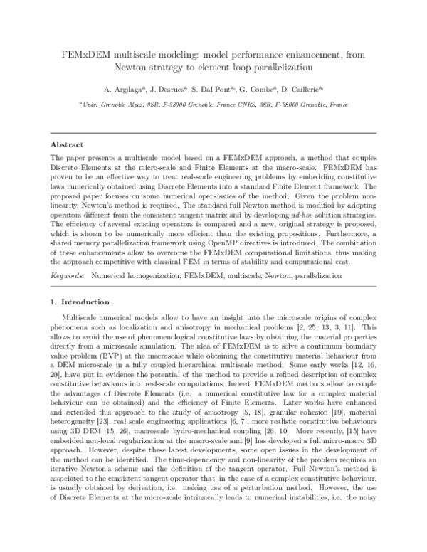 (PDF) FEMxDEM multiscale modeling: model performance enhancement, from Newton strategy to ...