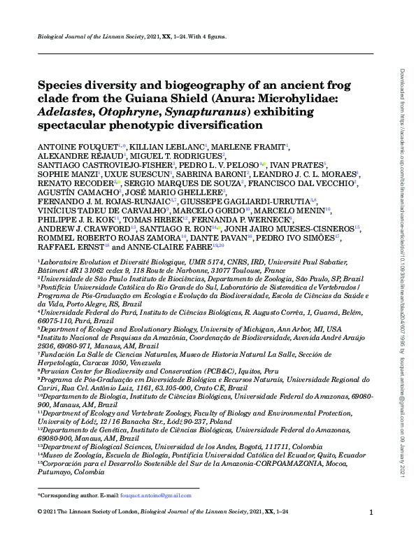 (PDF) Species diversity and biogeography of an ancient frog clade from ...