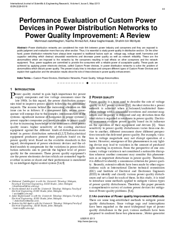 (PDF) Performance Evaluation of Custom Power Devices in Power ...
