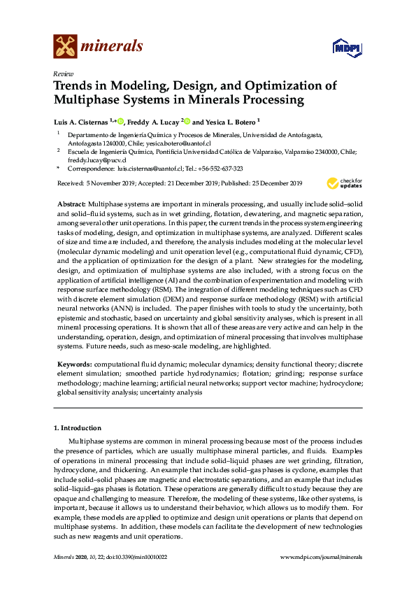 (PDF) Trends in Modeling, Design, and Optimization of Multiphase Systems in Minerals Processing
