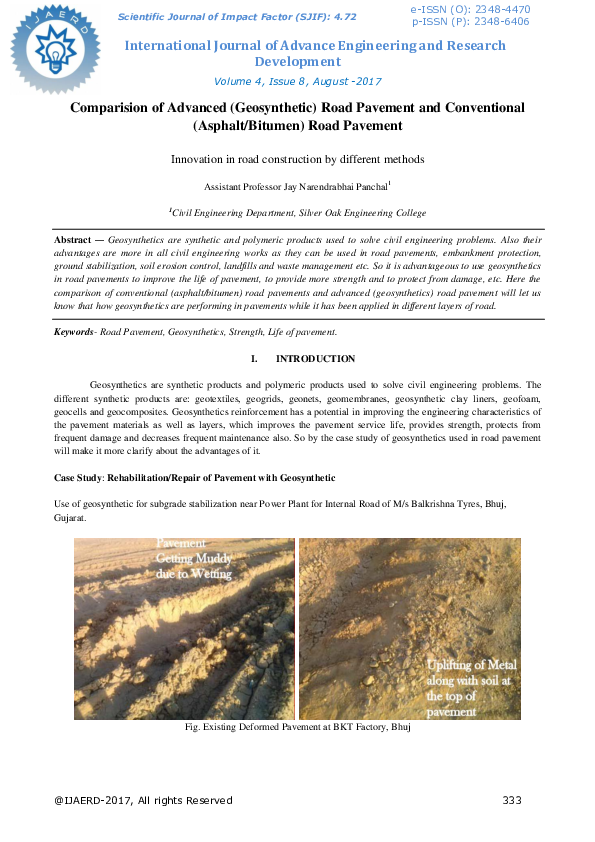 (PDF) Comparision of Advanced (Geosynthetic) Road Pavement and ...