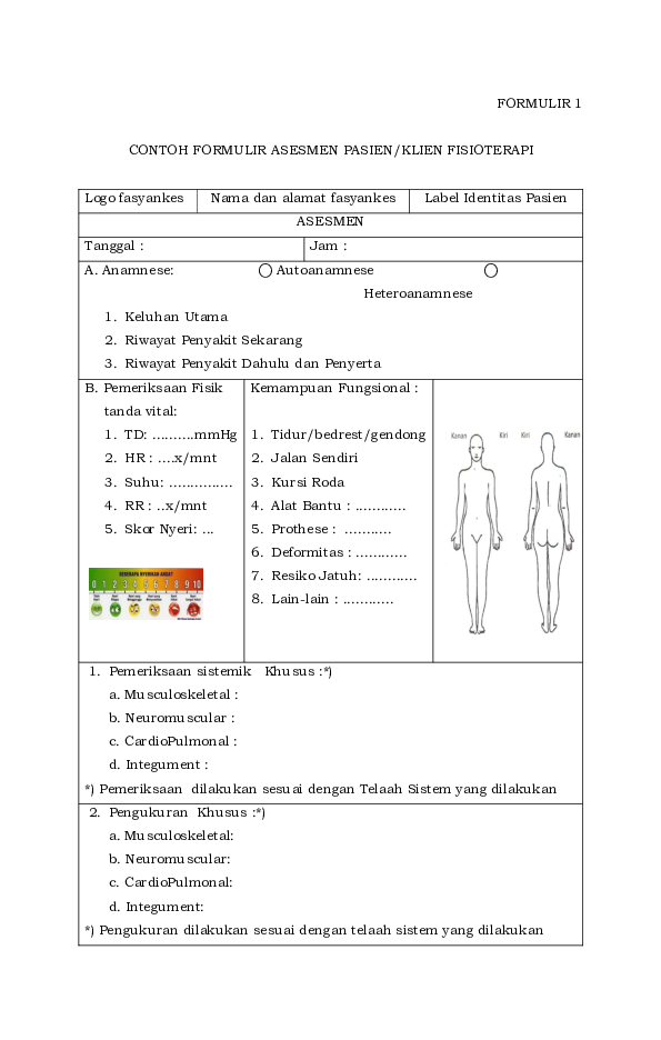 (PDF) Formulir PMK No 65 Th 2015 ttg Standar Pelayanan Fisioterapi 1