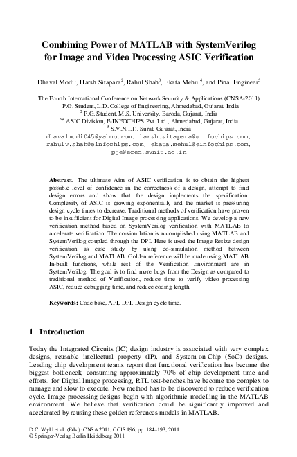 Pdf Combining Power Of Matlab With Systemverilog For Image And Video
