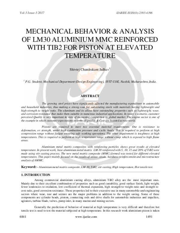 (PDF) Mechanical Behavior & Analysis of LM30 Aluminium MMC Reinforced ...