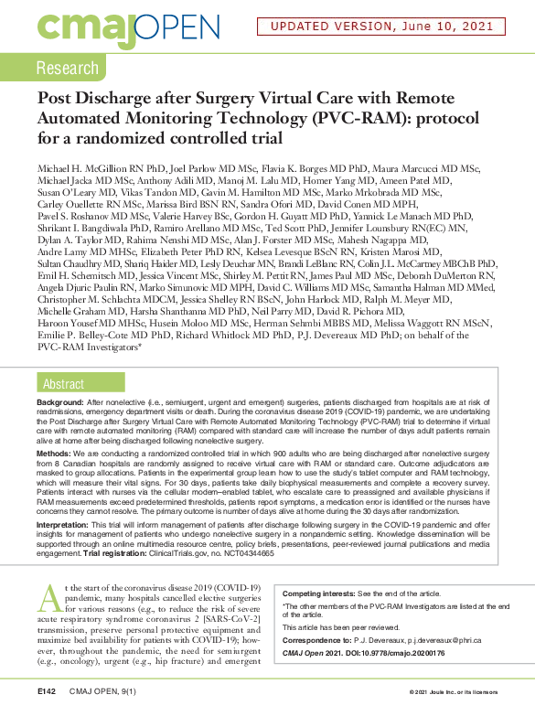 (PDF) Post Discharge after Surgery Virtual Care with Remote Automated ...