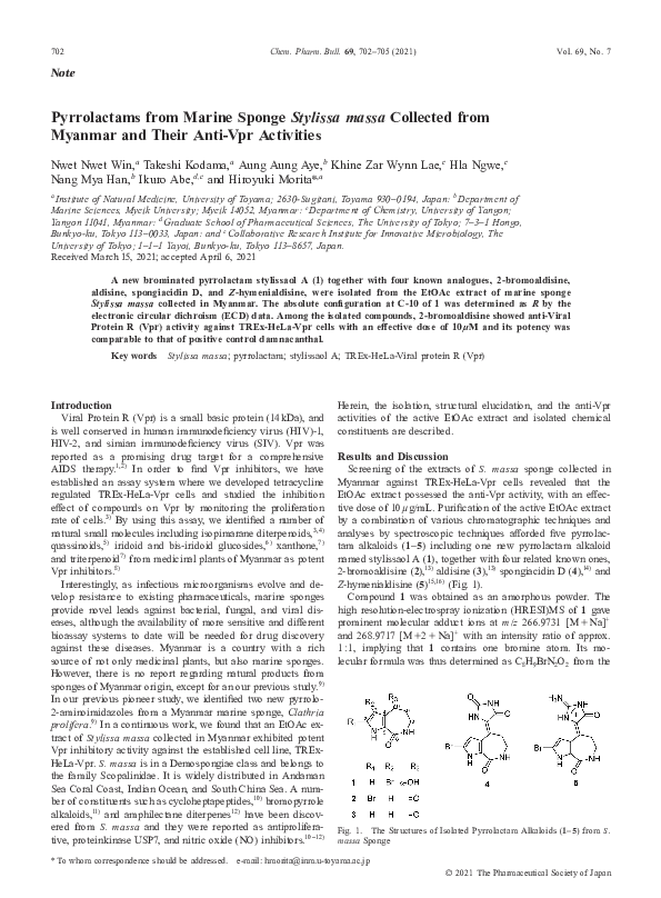 (PDF) Pyrrolactams from Marine Sponge Stylissa massa Collected from ...
