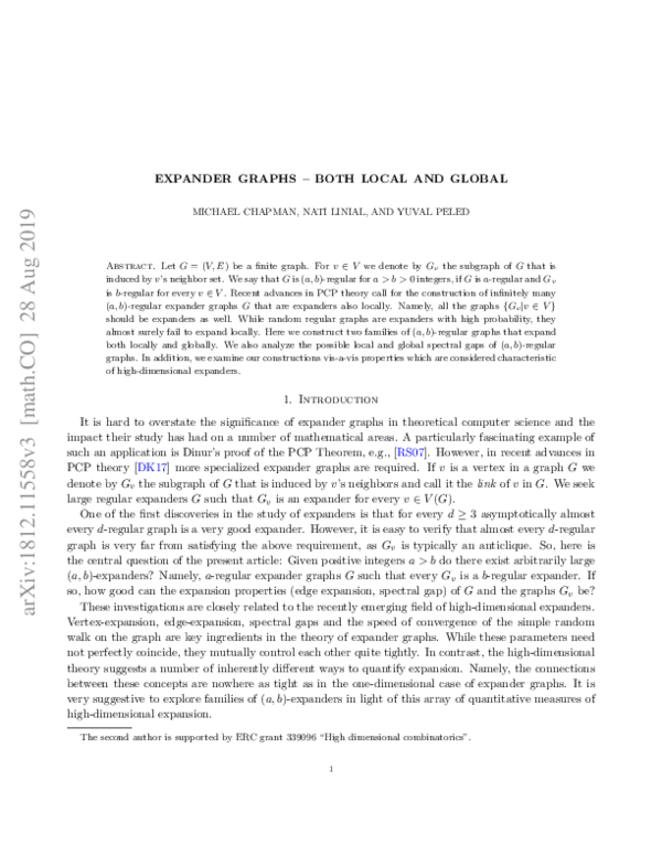 (PDF) Expander Graphs – Both Local and Global