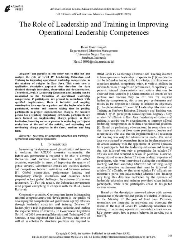 (PDF) The Role of Leadership and Training in Improving Operational ...