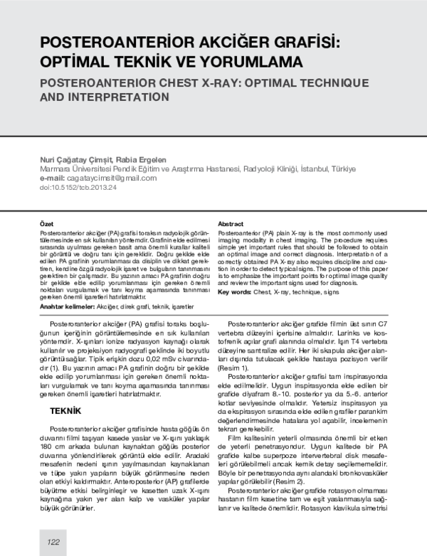 (PDF) Posteroanterior Chest X-Ray: Optimal Technique and Interpretation