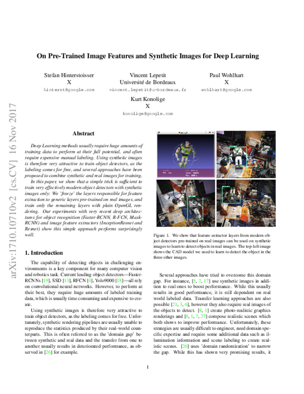 (PDF) On Pre-trained Image Features and Synthetic Images for Deep Learning