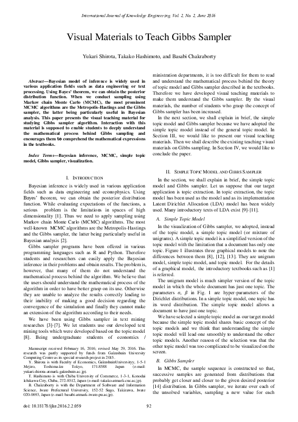 (PDF) Visual Materials to Teach Gibbs Sampler