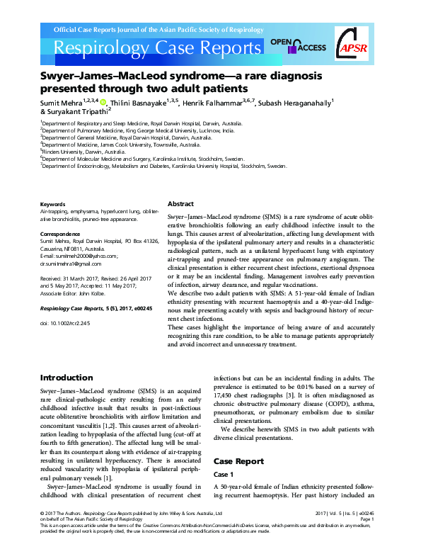 (PDF) Swyer-James-MacLeod syndrome-a rare diagnosis presented through ...