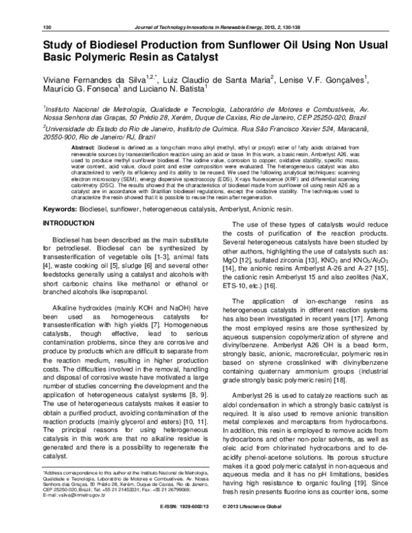 (PDF) Study of Biodiesel Production from Sunflower Oil Using Non Usual ...