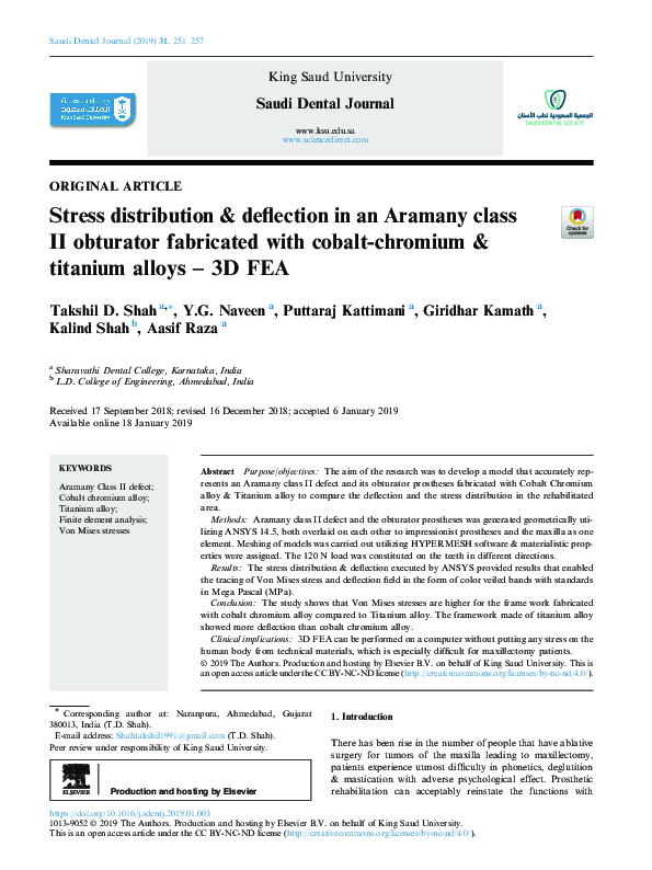 (PDF) Stress distribution & deflection in an Aramany class II obturator ...