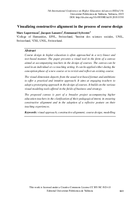 (PDF) Visualizing constructive alignment in the process of course design