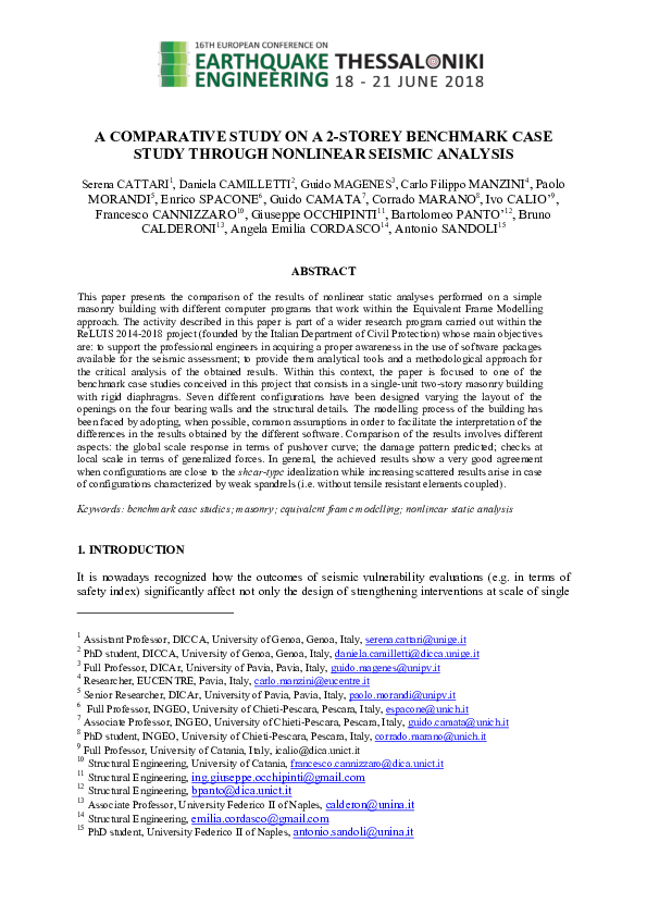 (PDF) A Comparative Study on a 2-STOREY Benchmark Case Study Through ...
