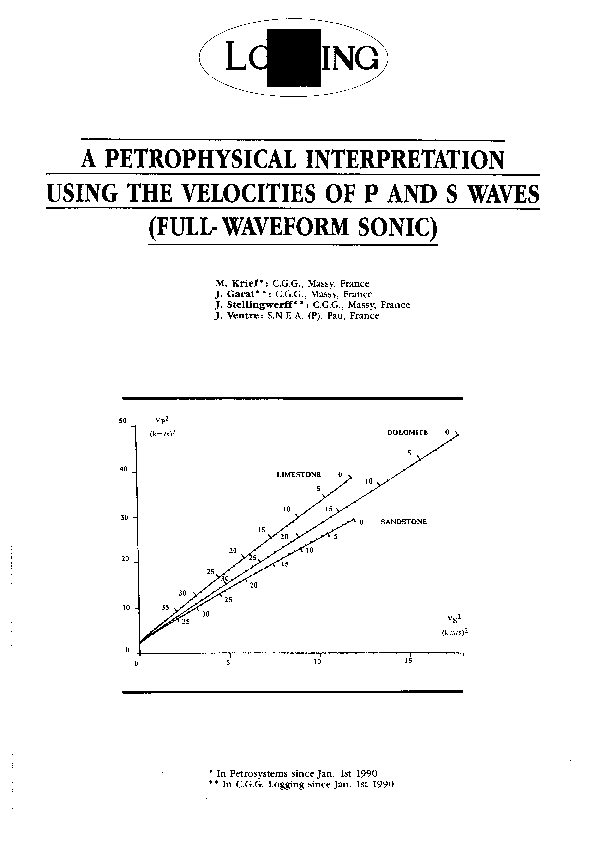 (PDF) A Petrophysical Interpretation Using the Velocities of P and S ...