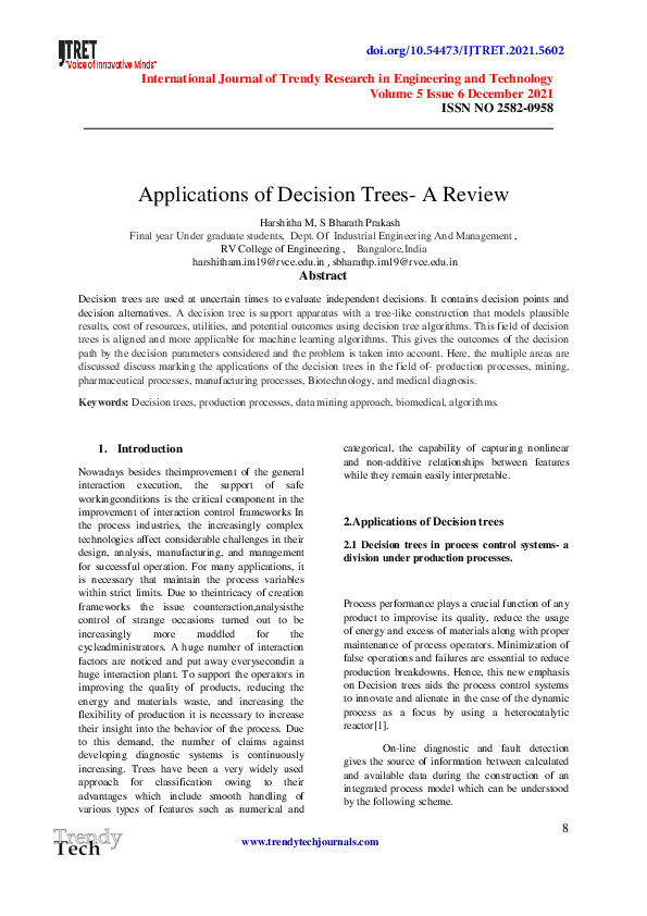 (PDF) Applications of Decision Trees-A Review