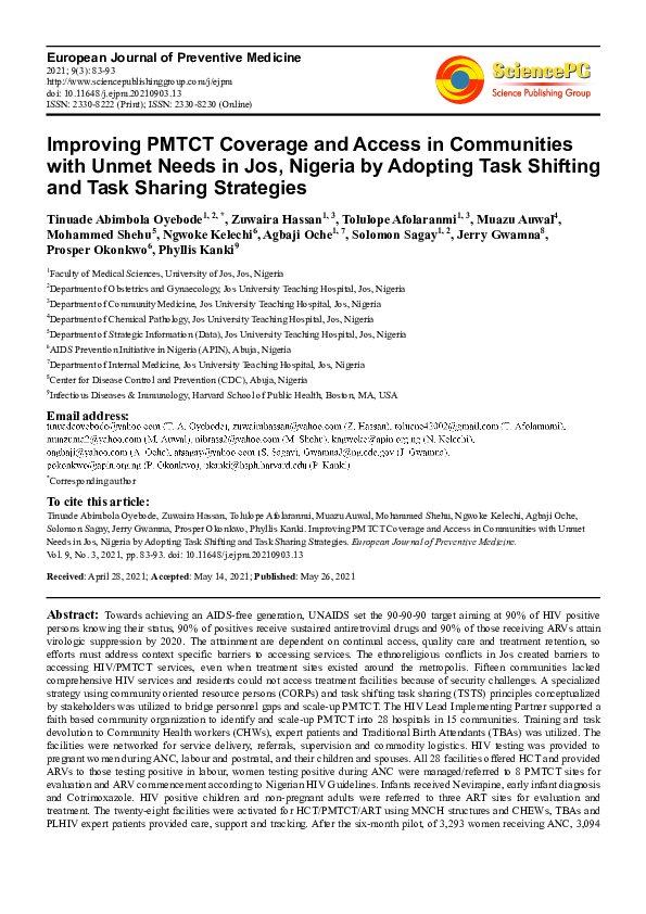 (PDF) Improving PMTCT Coverage and Access in Communities with Unmet ...