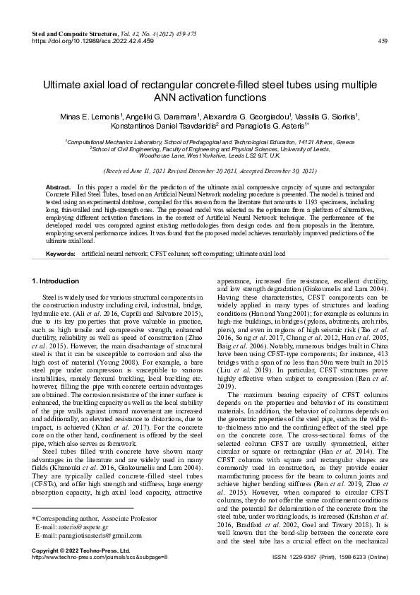 (PDF) Ultimate axial load of rectangular concrete-filled steel tubes ...