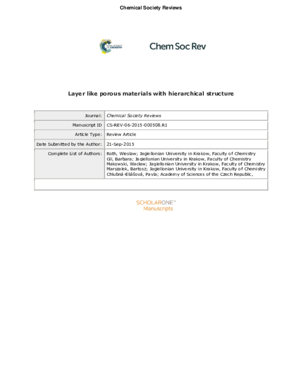 (PDF) Layer like porous materials with hierarchical structure