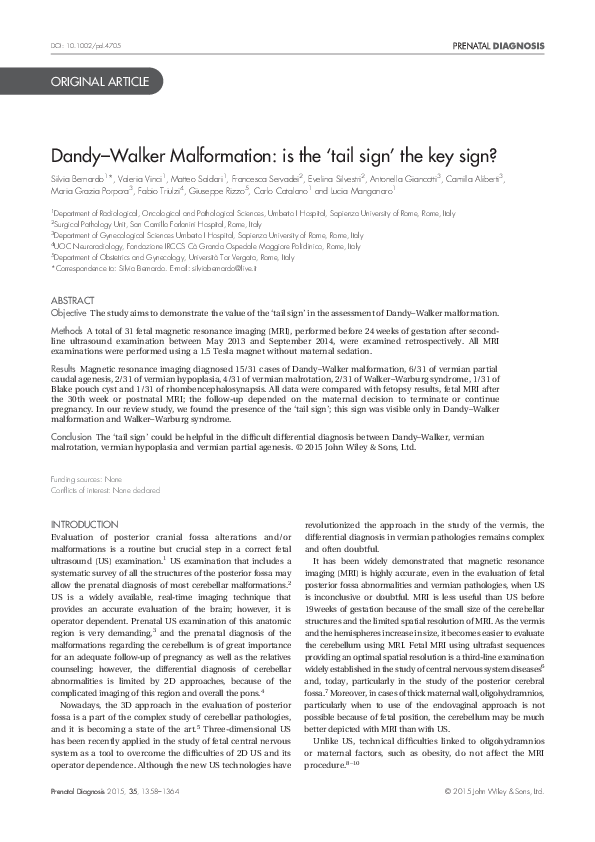 (PDF) Dandy-Walker Malformation: is the "tail sign" the key sign?