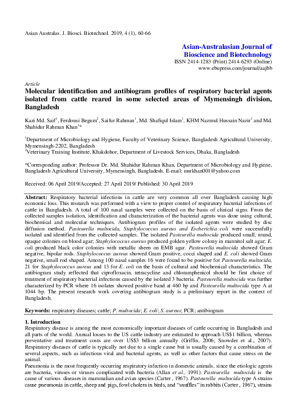 (PDF) Molecular identification and antibiogram profiles of respiratory bacterial agents isolated ...