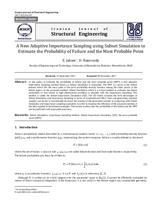(PDF) A New Adaptive Importance Sampling using Subset Simulation to Estimate the Probability of ...