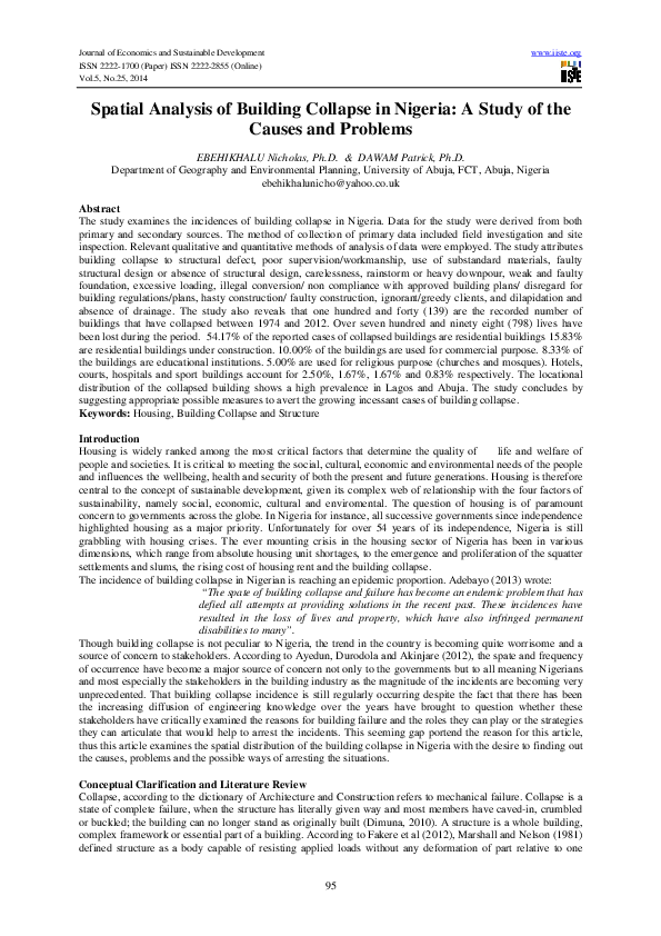 (PDF) Spatial Analysis of Building Collapse in Nigeria: A Study of the ...