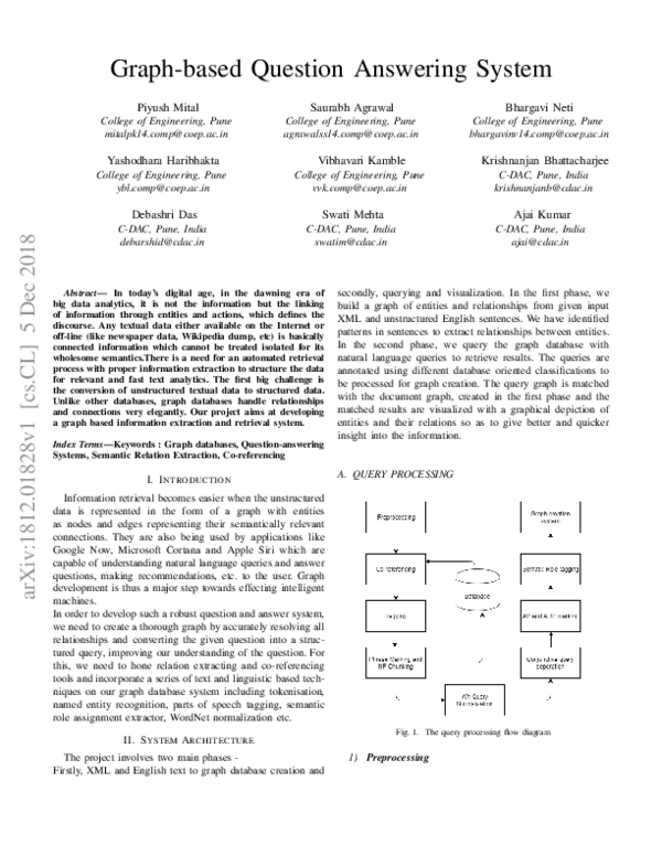 (PDF) Graph-based Question Answering System | Krishnanjan Bhattacharjee - Academia.edu