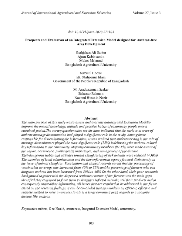 (PDF) Prospects and Evaluation of an Integrated Extension Model ...