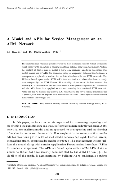 (PDF) Service Management Model for ATM Networks