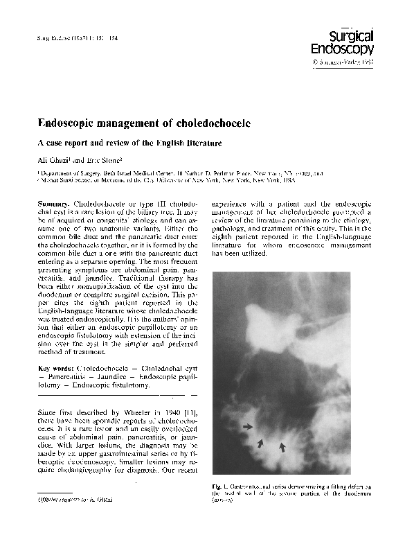 (PDF) Endoscopic management of choledochocele