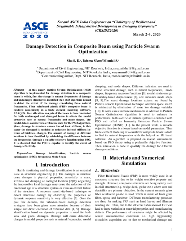(PDF) Damage Detection in Composite Beam using Particle Swarm Optimization