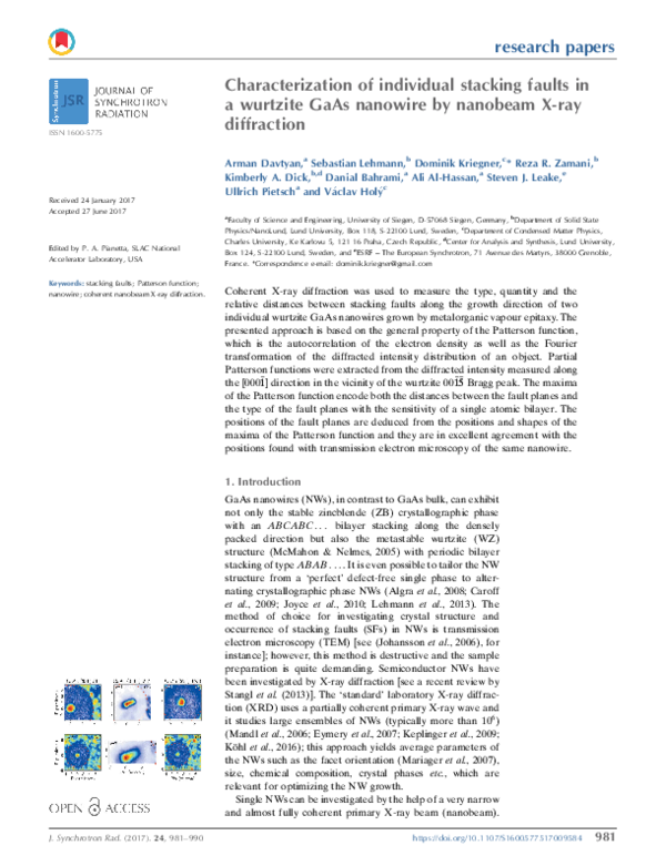 (PDF) Characterization of individual stacking faults in a wurtzite GaAs ...