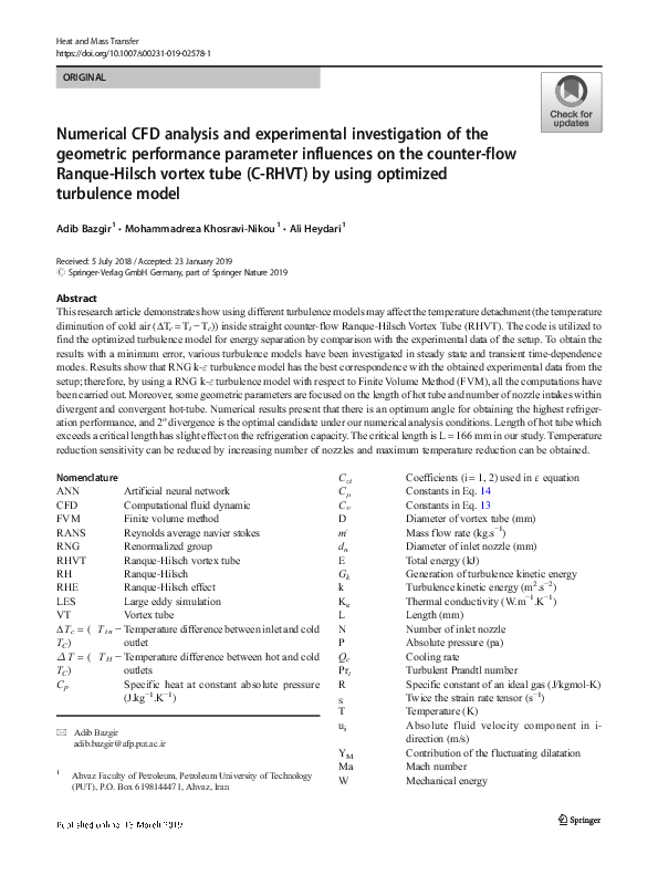 (PDF) Numerical CFD analysis and experimental investigation of the geometric performance ...