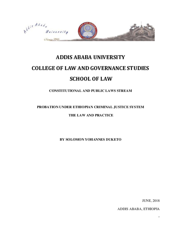 (PDF) ADDIS ABABA UNIVERSITY COLLEGE OF LAW AND GOVERNANCE STUDIES SCHOOL OF LAW