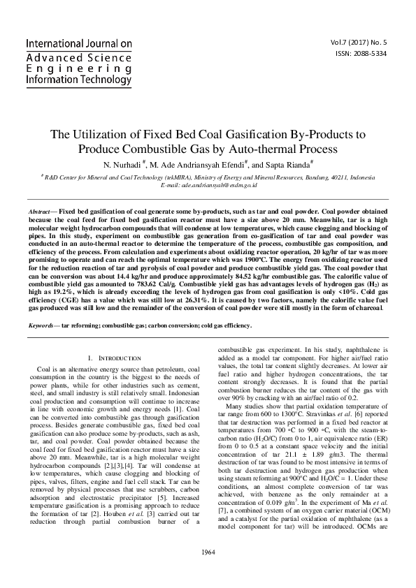 (PDF) The Utilization of Fixed Bed Coal Gasification By-Products to ...