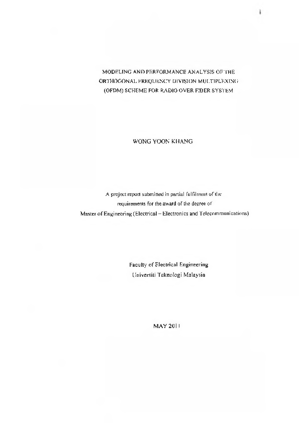 (PDF) Modeling and performance analysis of the orthogonal frequency division multiplexing (OFDM ...