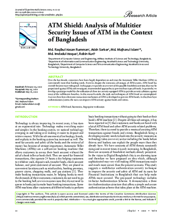 (PDF) Multitier Security Solutions for ATMs in Bangladesh
