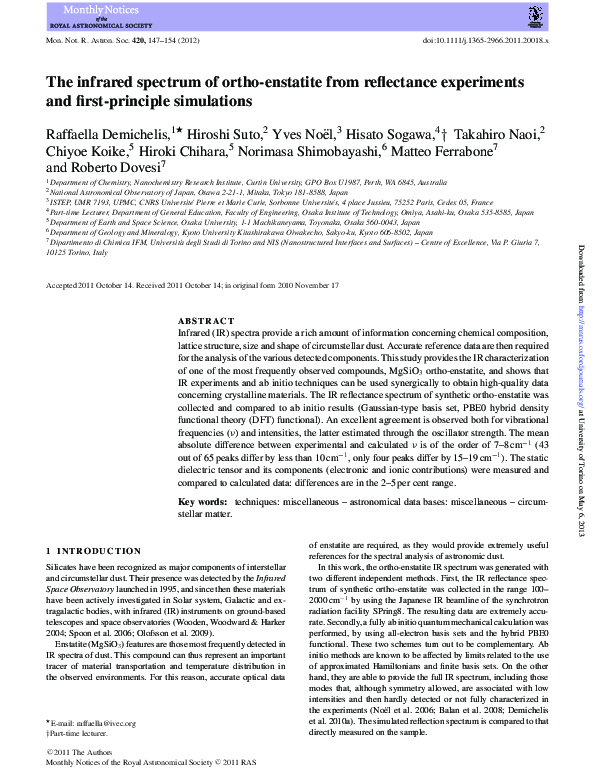 (PDF) The infrared spectrum of ortho-enstatite from reflectance ...